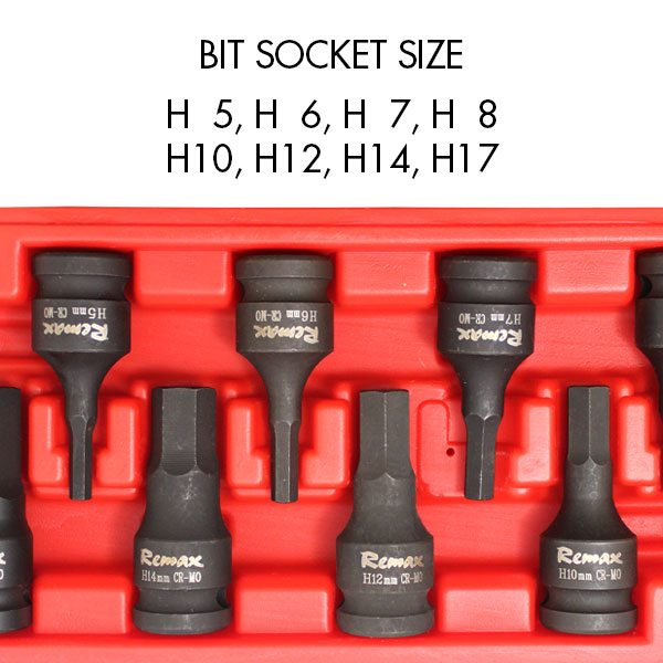 8PCS IMPACT HEX BIT SOCKET SET (60mm) - REMAX TOOLSREMAX TOOLS